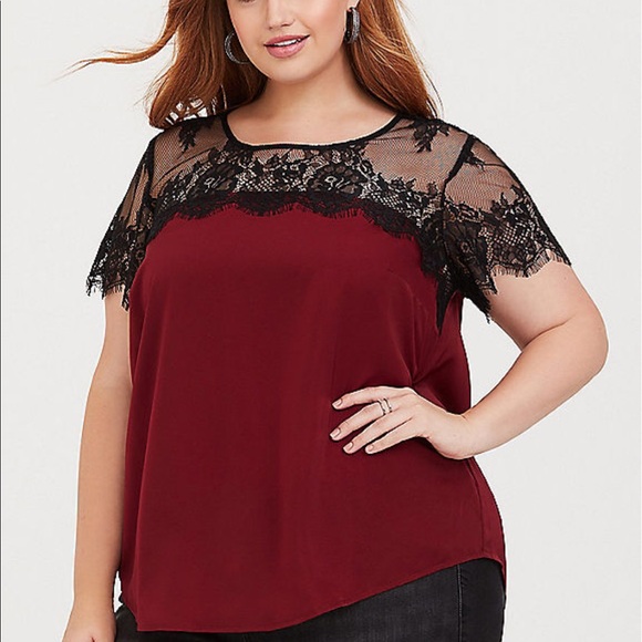 torrid | Tops | Torrid Lace Satin Blouse | Poshmark